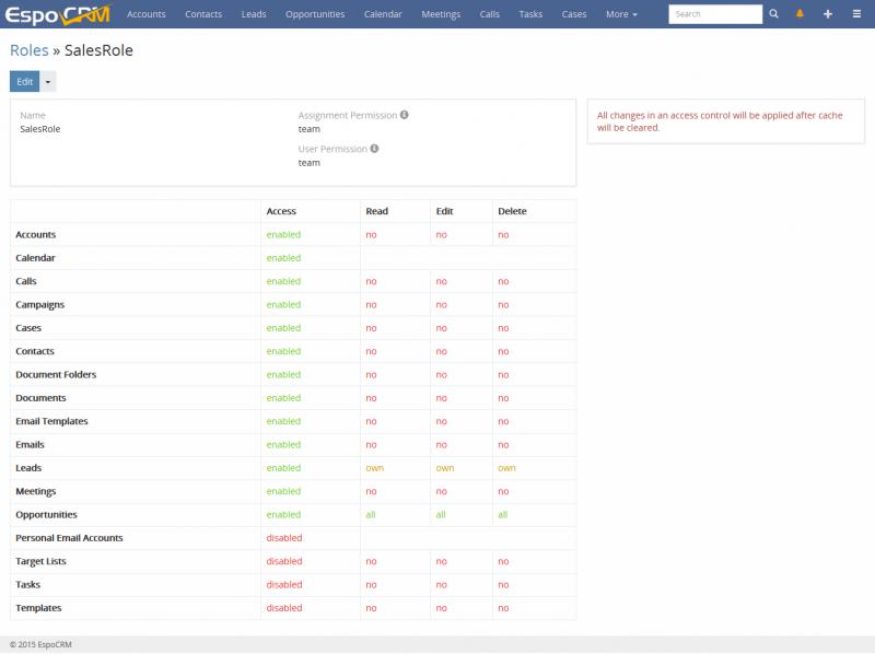 Role Based Permissions are not working - EspoCRM Open Source Community Forum
