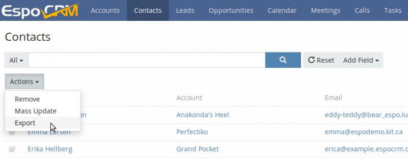 Help with exporting contacts - EspoCRM Open Source Community Forum